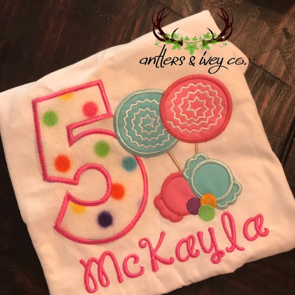 Candy Birthday Number 5 Machine Embroidery Design - Etsy