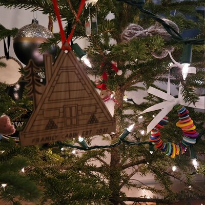 Cabin A-frame Engraved Ornament Cabin Time Mountains Holiday Ornament ...