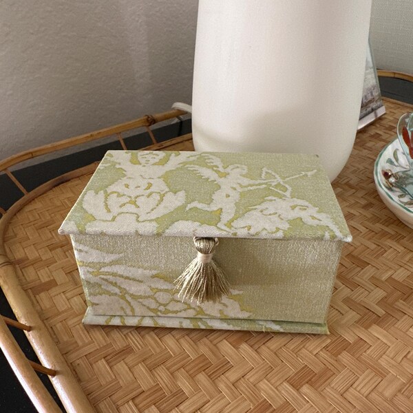 Medium Fortuny Fabric Covered Box in Piumette and Delphi - Etsy