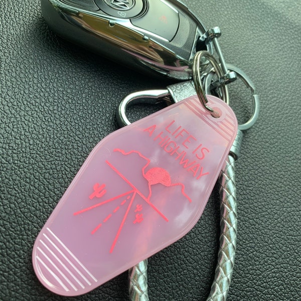 Life is A Highway Key Tag - Transparent Pink Keychain - Etsy