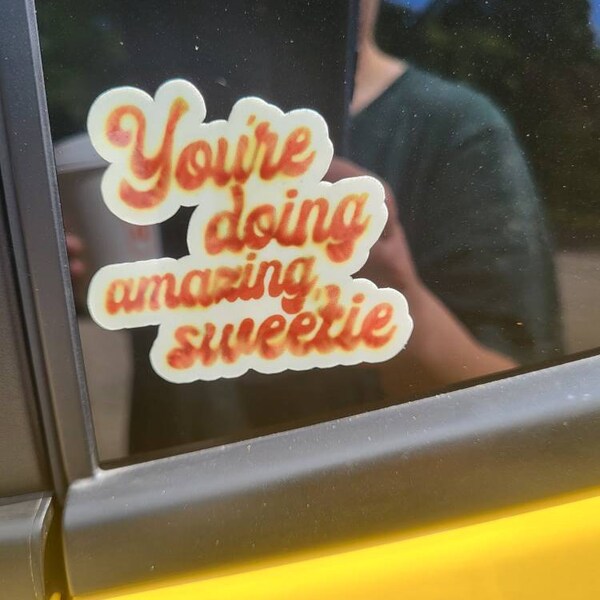 You're Doing Amazing, Sweetie Retro Waterproof Sticker - Etsy