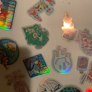 11 Pack Neon Vibes Sticker Set Holographic Aesthetic - Etsy