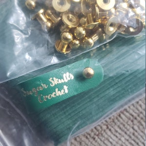 Custom leather labels with logo personalized folded tags with | Etsy