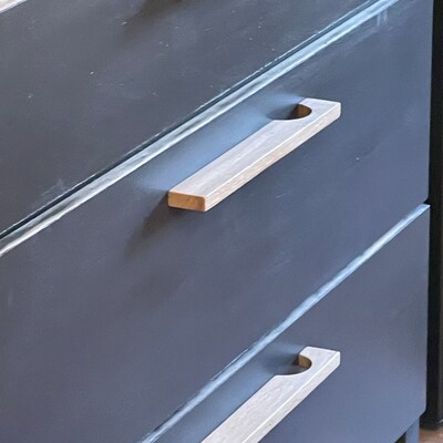 Cabinet Knobs, Line Wooden Handles, Solid Oak, 3 Long Minimalist ...