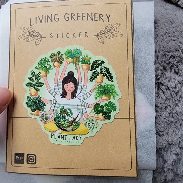 Plant Lady Sticker, Glossy Vinyl Die Cut Sticker, Plant Stickers, House ...