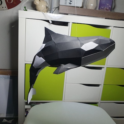 WHALE PAPERCRAFT Orca on Wave Animal 3D Low Poly Paper Sculpture DIY ...