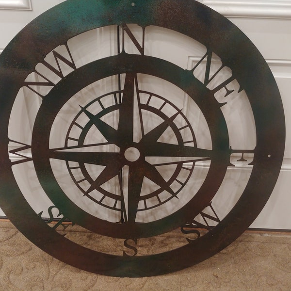 Personalized Compass Metal Sign - Custom Coordinates Sign - Nautical ...