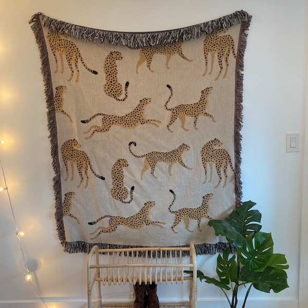 Cheetah Blanket, Large Cheetah Throw Blanket , 90's Home Decor, Leopard ...
