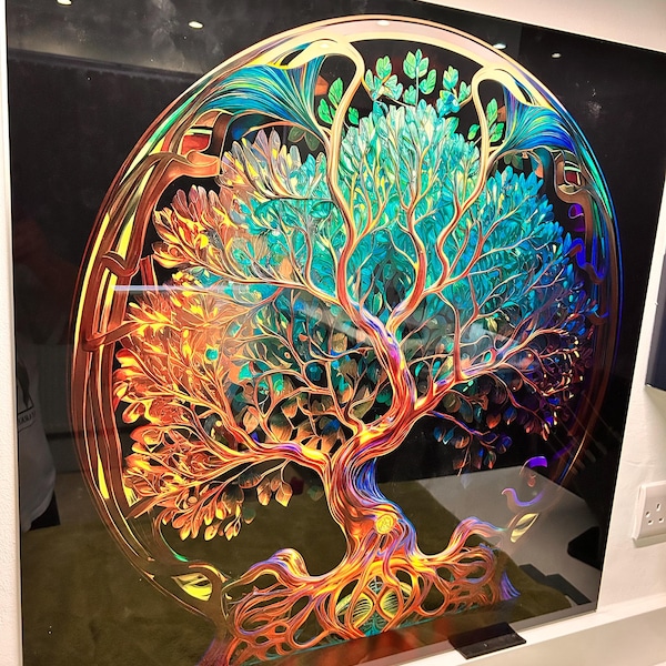 Tempered Glass Backsplash-life of Tree Backsplash Tiles-metal ...