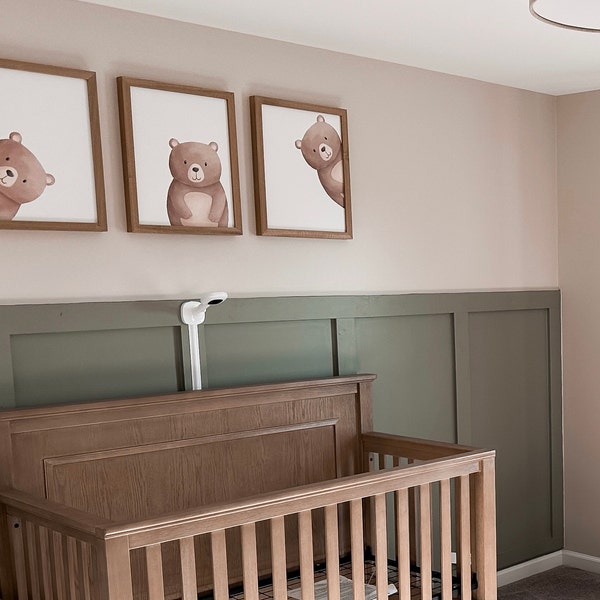 Peeking Bear Nursery Print, Peekaboo Bear Nursery Decor, Neutral ...
