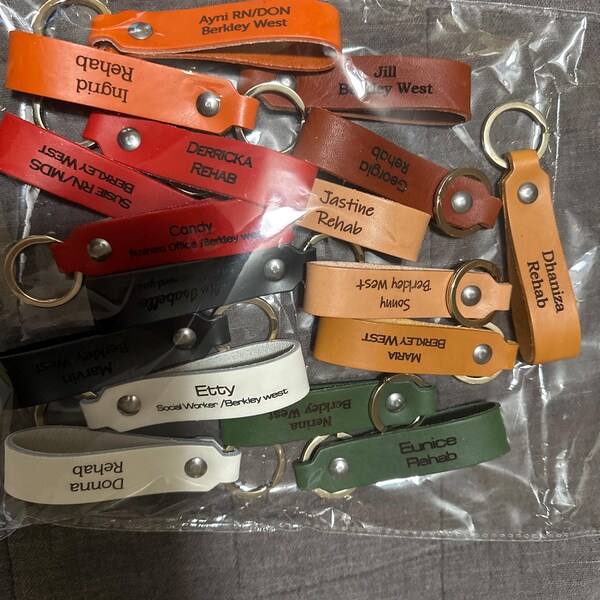 Personalized Leather Keychain: Custom Engraved Key Fob, Handmade in USA ...