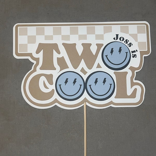 Two Cool Cake Topper Custom 2nd Birthday Cake Topper Smiley Face Cake ...