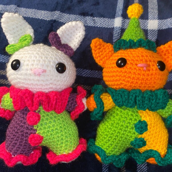 Crochet Jester Kitty and Bunny Pattern. Crochet Jester Bunny. Crochet ...