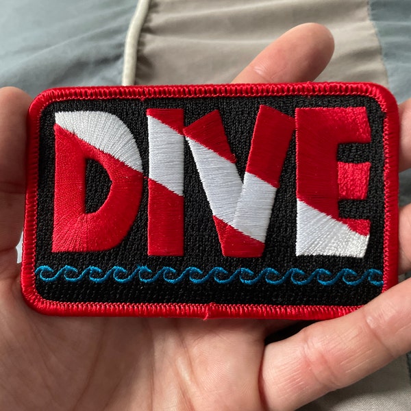 DIVE LOGO Scuba Diving PATCH Embroidered Iron-on Applique Emblem Diver ...