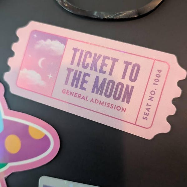 Holographic Ticket to the Moon Vinyl Sticker | Cute Kawaii Stationery ...