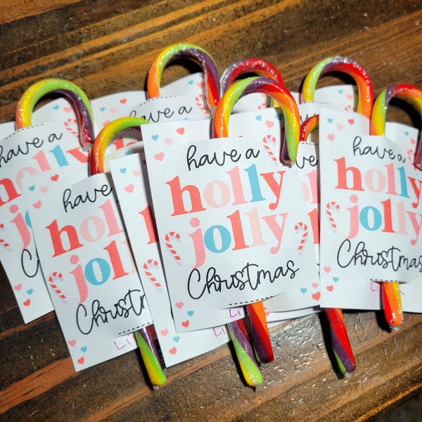 Holly Jolly Christmas Candy Cane Holder, Printable Candy Cane Tag ...