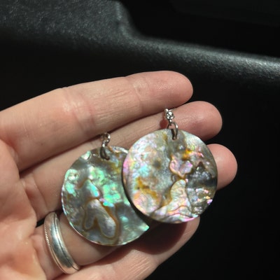 Real Natural Pearlized Polished White Abalone Shell Seashell Rainbow ...