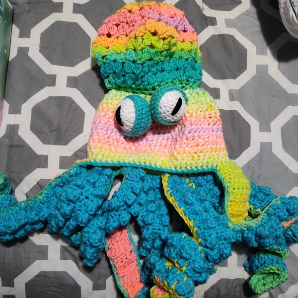Octopus Hat READY TO SHIP Crochet Octopus Hat Crochet Winter Hat Ooak ...