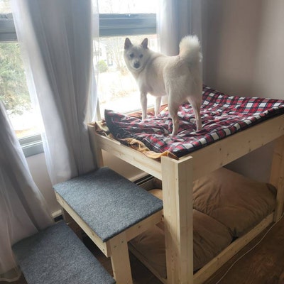 Unfinished Pet Ramp With Slats for Traction Wood Dog Ramp Pet Furniture ...