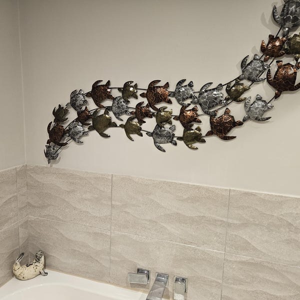 Copper Silver Gold Turtle Wave Unusual Giant Metal Turtle Art 145cm ...