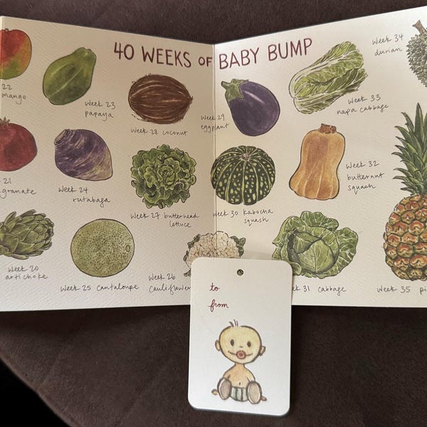 Baby Bump Accordion Card: Fruit & Vegetable Pregnancy Chart - Etsy