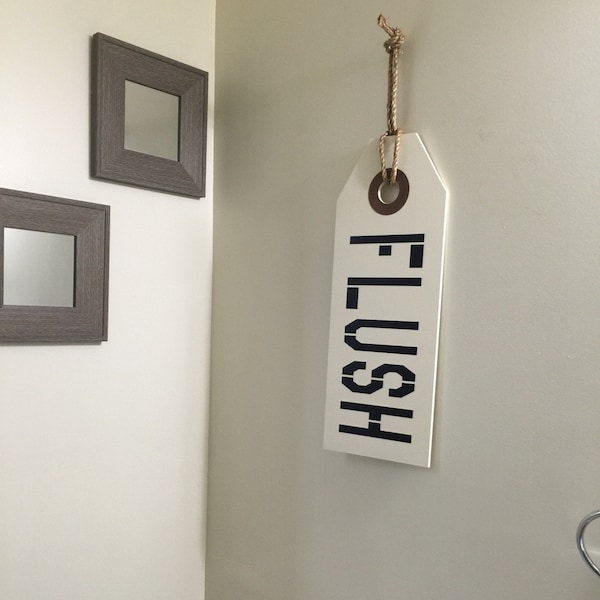 Rustic Bathroom Sign - Flush the Toilet- Bath Wall Art- Kids Bathroom ...