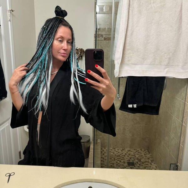 Synthetic Dreads Thin Twisted + Fishtail Braids Black, Black-dark Gray ...