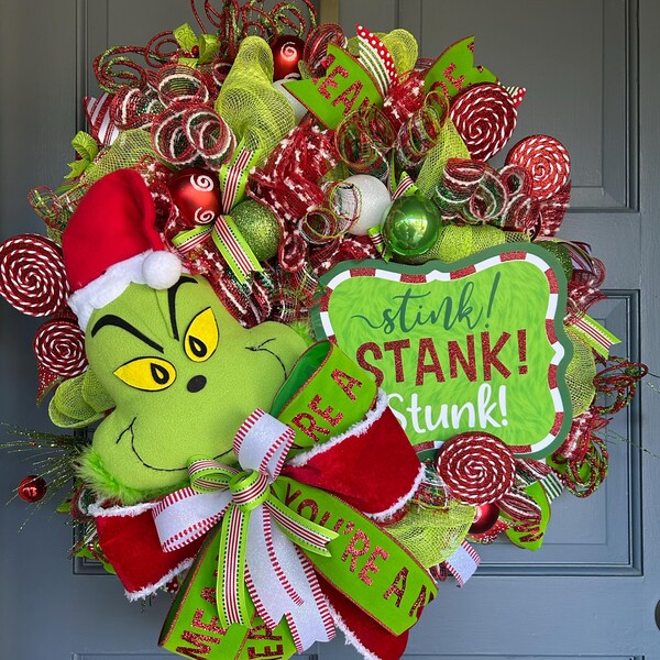 Large Green Monster Head Pick. 24inch Furry Green Elf Plush Tree Topper ...