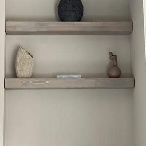 Modern White Floating Shelf, Thick Wall Shelf With Light, Wooden Shelf ...