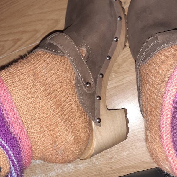 Men's Black Wooden Clogs | Handmade Natural Leather Footwear ...