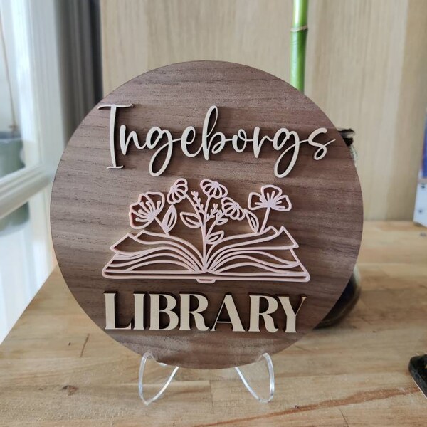 Personalized Library Sign, Book Shelf Decor, Gift for Book Lover ...
