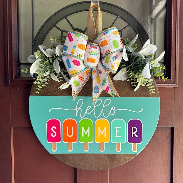 Summer Front Door Decor | Hello Summer | Popsicles | Summer Door Hanger ...