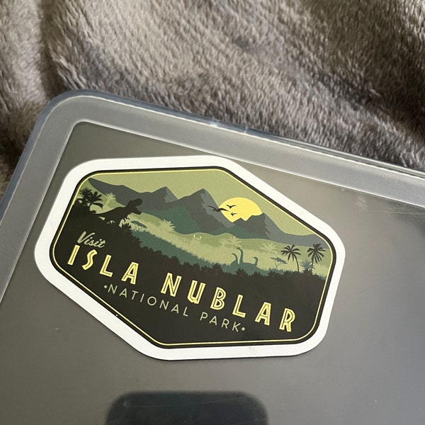 Jurassic Park Sticker, Jurassic Park Isla Nublar Sticker, Visit Isla ...