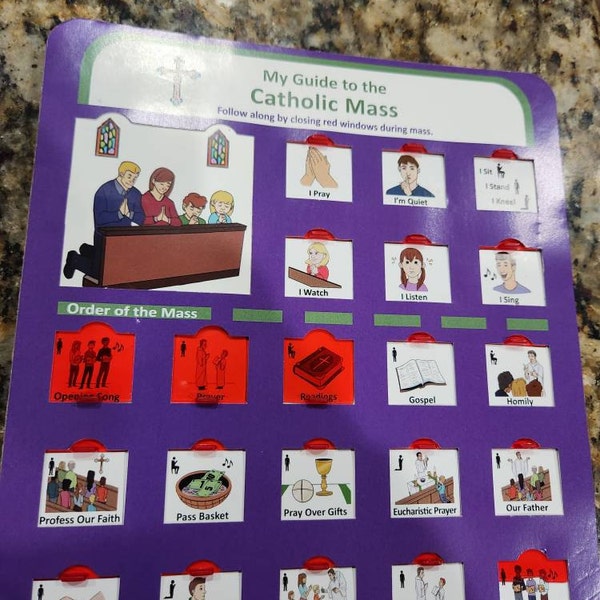 Hello Jesus Picture Guide to Catholic Mass, With Pull-down Red Window ...