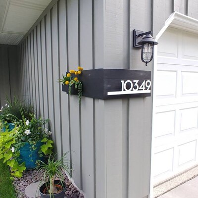 Modern House Numbers Dark Red With Black Acrylic Contemporary Home ...