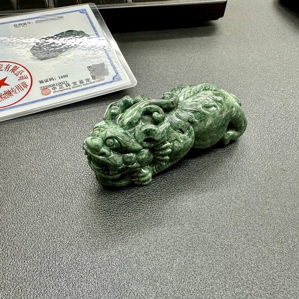 Chinese Dragon Jadeite Jade Pendant, Light Green, Natural Grade A Jade ...