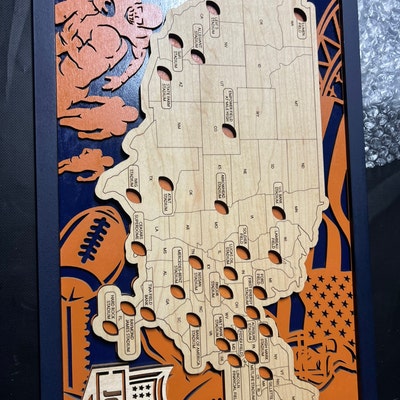 Custom Football Stadium Map, NFL Stadium Map, Pro Football Stadium ...