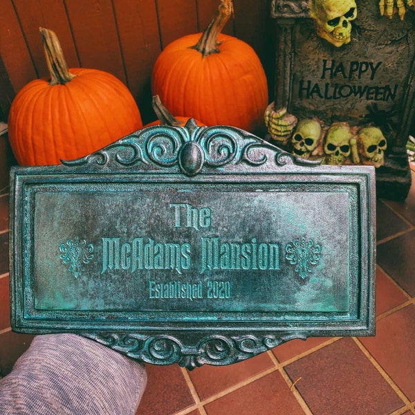 Personalized Haunted Mansion Themed Address Plaque Sign Silver and ...