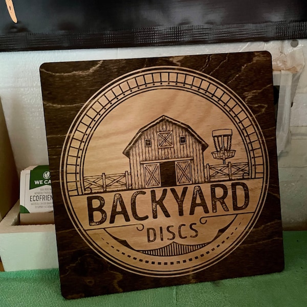 Logo Sign Engraved Wood, Square, Circle, Hanging Sign, Tabletop Sign ...