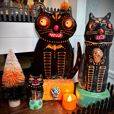 Halloween Black Cat Scaredy Cat Jack-o-lantern Pumpkin 5 X 7 - Etsy