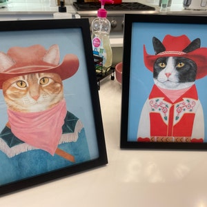 Cowboy Cats Art Print Ginger Cat Cowboys Wall Art Colorful Eclectic ...