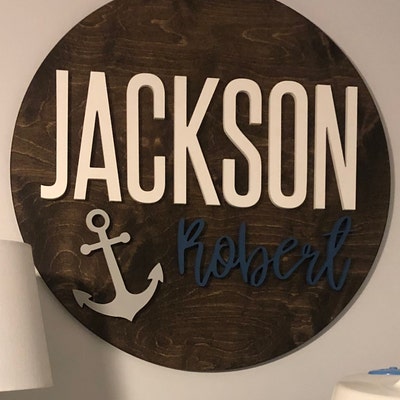 Custom Name Nautical Theme Sign Baby Name Sign Ocean Theme Wood Sign ...
