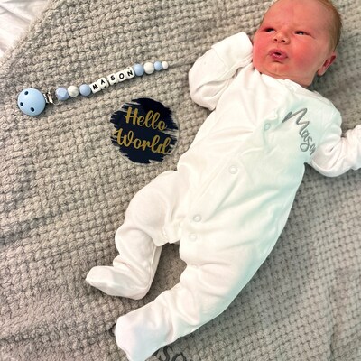 Sleepsuit Embroidered Personalised Name Sleepsuit - Etsy