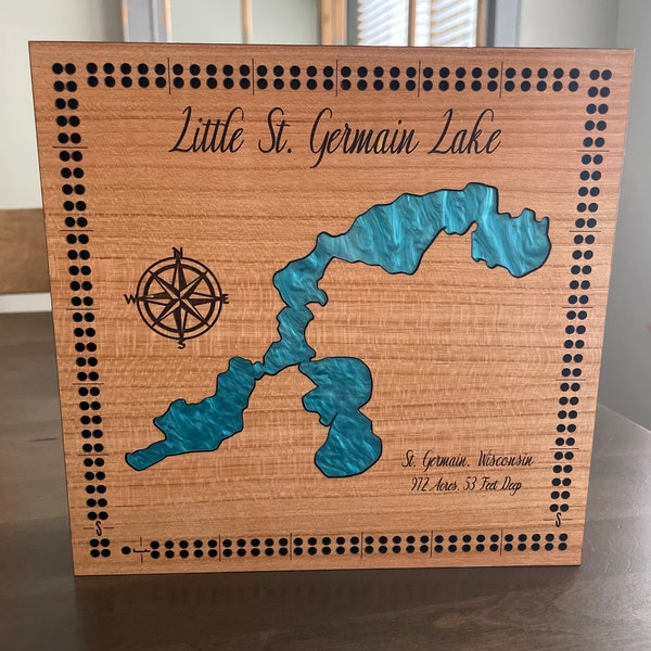 Lake Superior Map, Laser Engraved, Walnut & Blue Pearl Acrylic, Lake ...