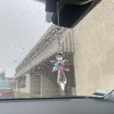 Pink Crystal Guardian Angel Car Rear View Mirror Accessories, Angel Car ...