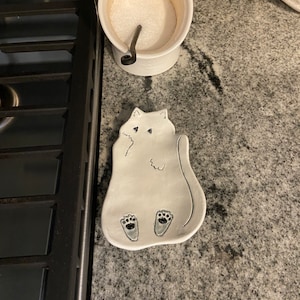 SPOON REST BLACK Cat Body Stoneware Hand Made - Etsy