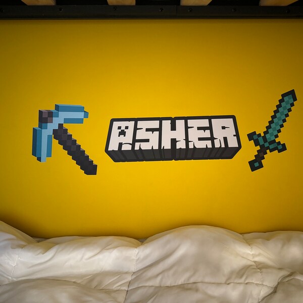 Custom Gamer Block Boy Wall Decal| Personalized Gamer Block Boy Vinyl ...