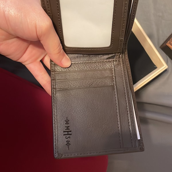 Personalized Monogrammed Engraved Genuine Leather Bifold Mens Wallet ...