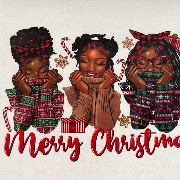 Merry Christmas 3 Black Women Sweater Png Sublimation Design Download ...