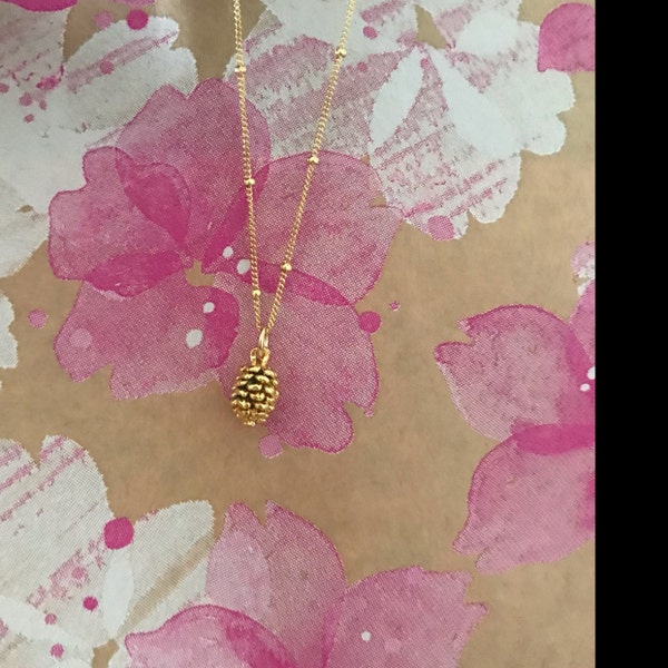Vermeil Gold Pinecone Charm - 18k Gold Over 925 Sterling Silver, Small ...